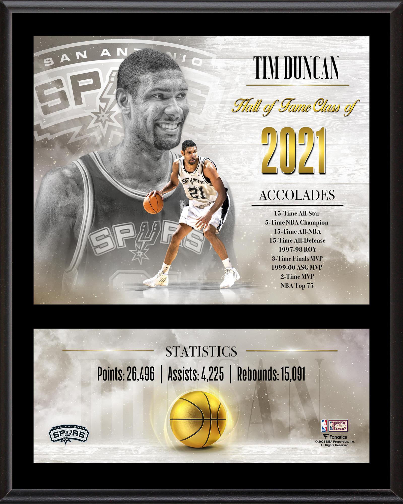Tim Duncan San Antonio Spurs 12" x 15" Hardwood Classic Sublimated ...