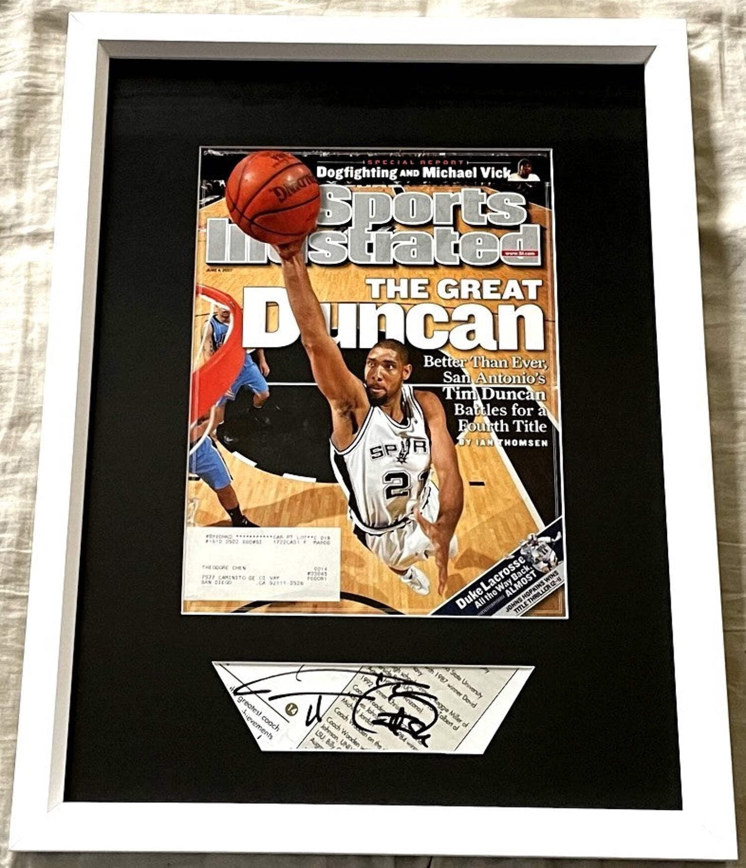 Tim Duncan autograph framed with Spurs 2007 NBA Finals Sports ...