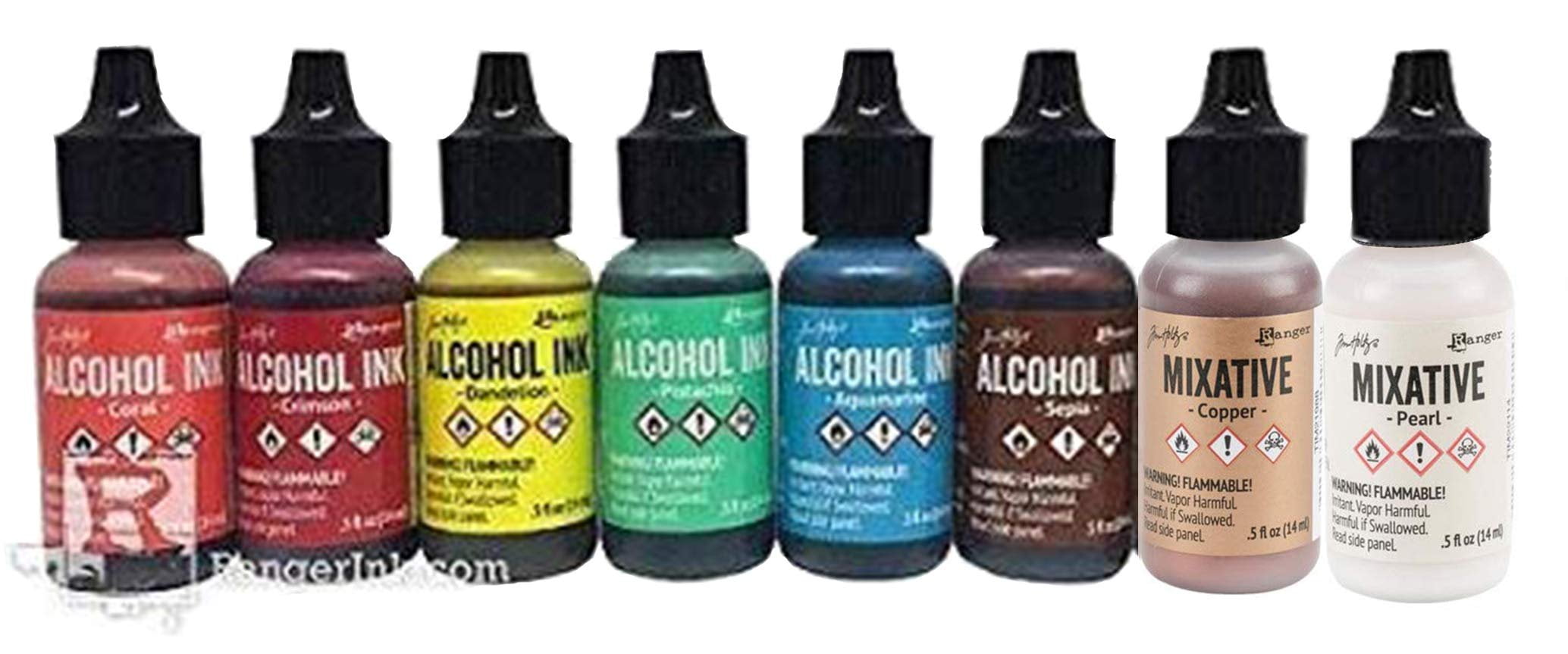 Tim Holtz Alcohol Inks and Metallics Mixatives Set for Painting, Card ...