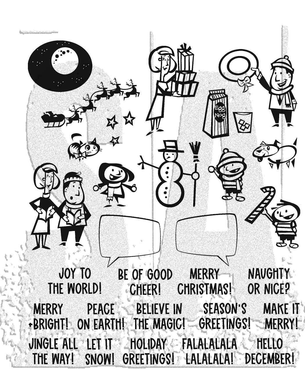 Tim Holtz Cling Stamps 7"X8.5"-Christmas Cartoons - Walmart.com