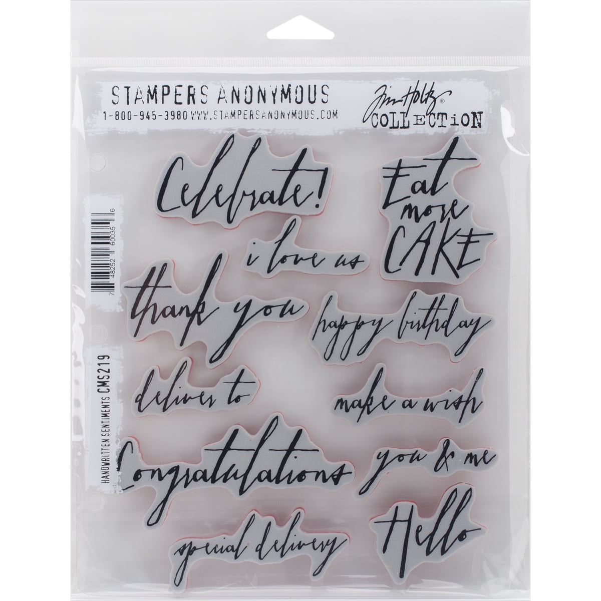 Tim Holtz Cling Stamps 7"X8.5"-Handwritten Sentiments - Walmart.com