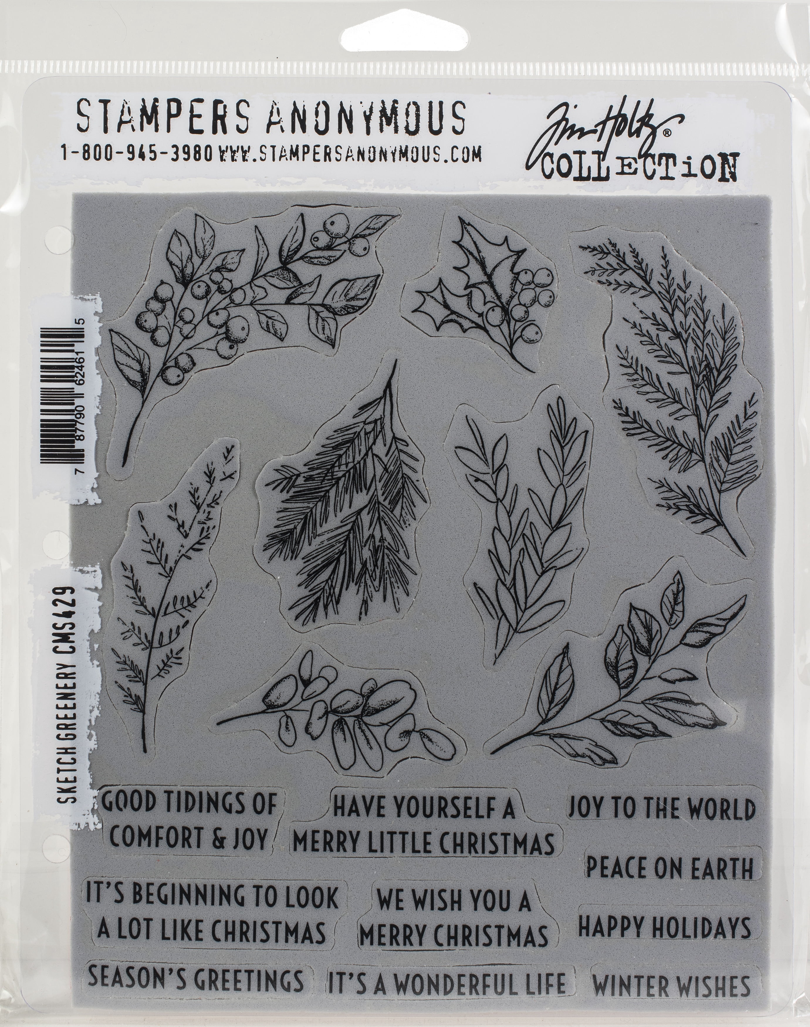 Tim Holtz Cling Stamps 7"X8.5"-Sketch Greenery - Walmart.com
