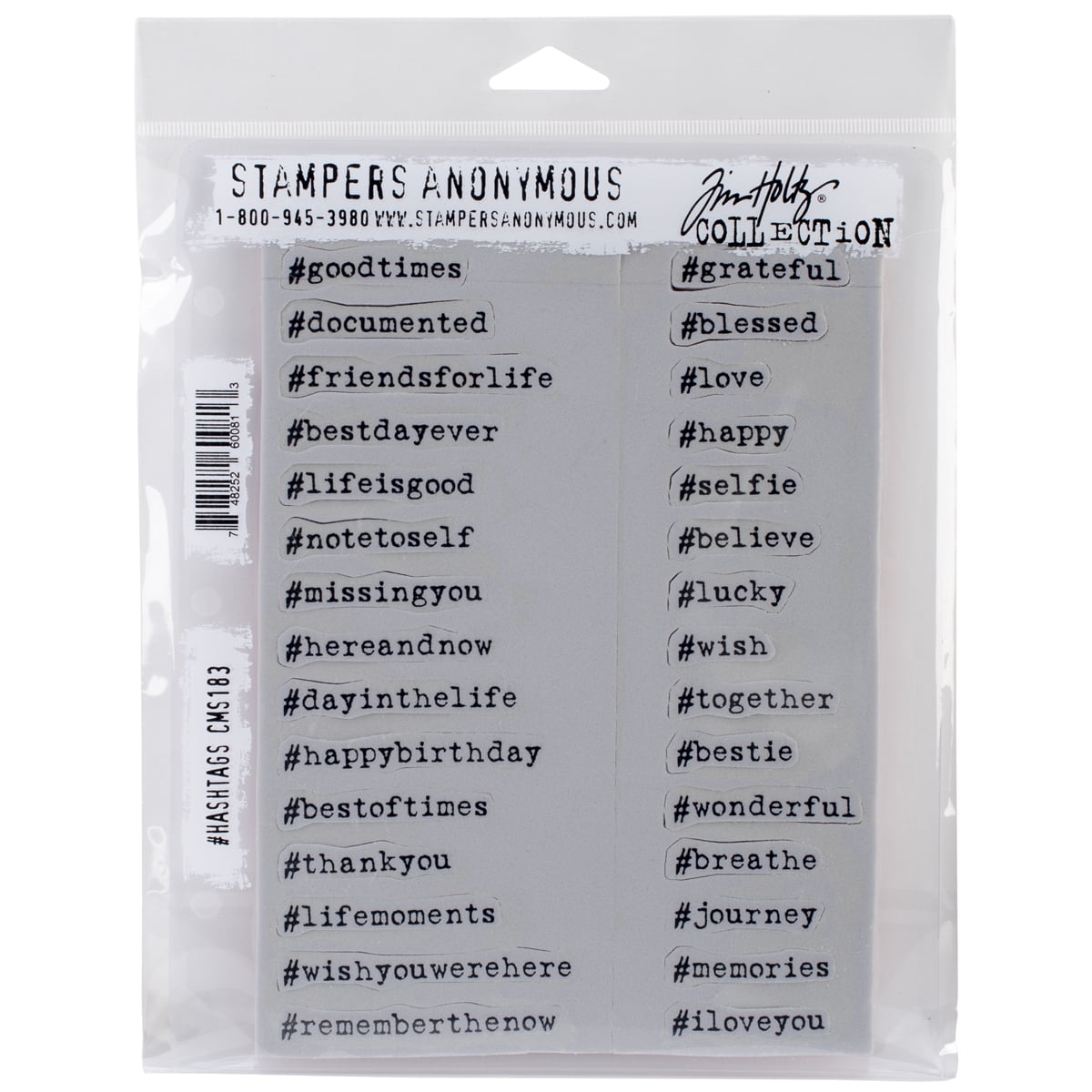 Tim Holtz Cling Stamps 7"X8.5"-Hashtags - Walmart.com