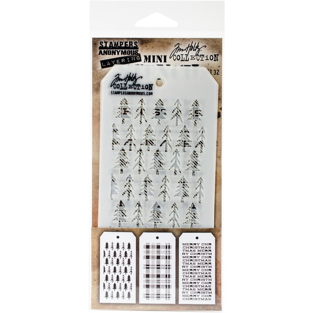 Tim Holtz Mini Layered Stencil Set 3/Pkg-Set #32 - Walmart Business ...