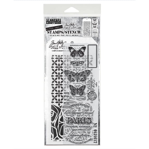 Tim Holtz Mixed-Media Stamps & Stencil-Set #20 - Walmart.com