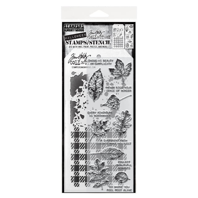 Tim Holtz Mixed-Media Stamps & Stencil-Set #50 - Walmart Business Supplies