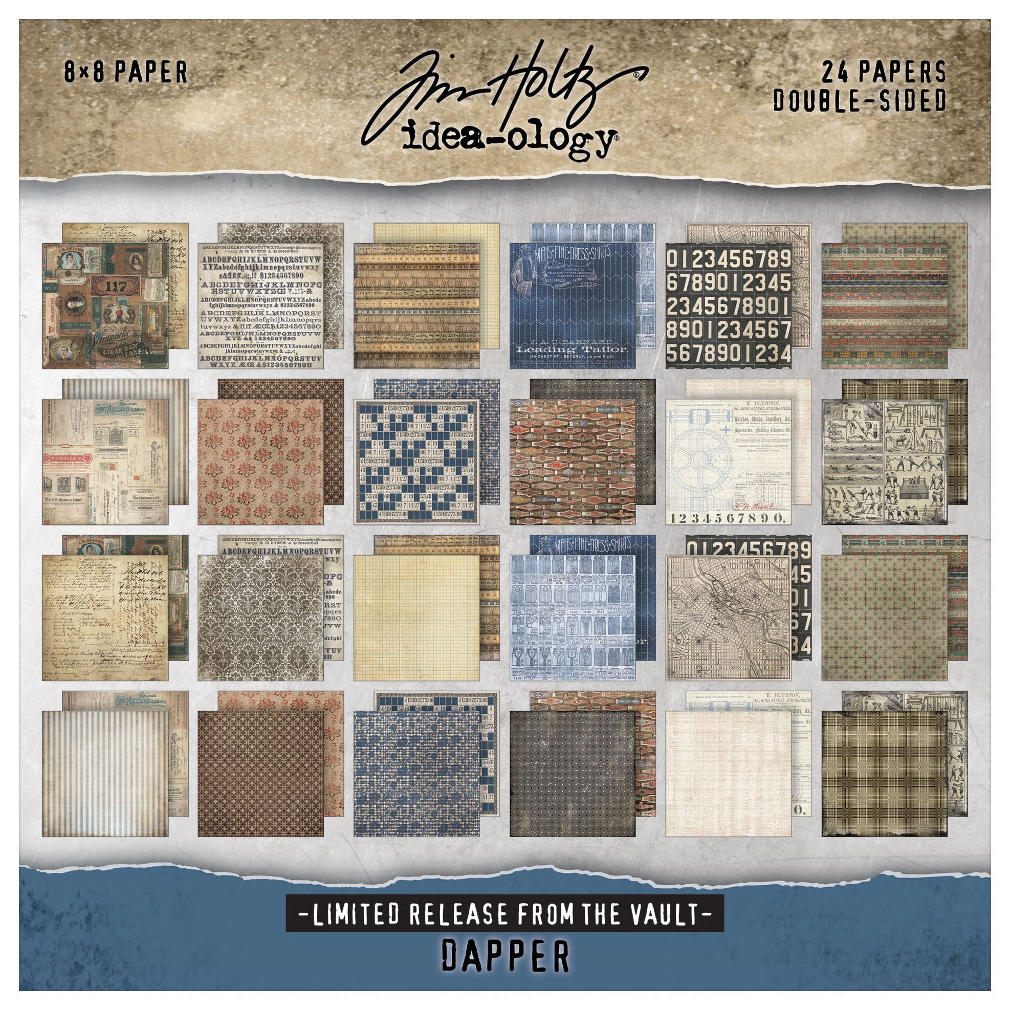 Tim Holtz Paper Stash 2025 Vault Release 8"X8"-Dapper - Walmart.com