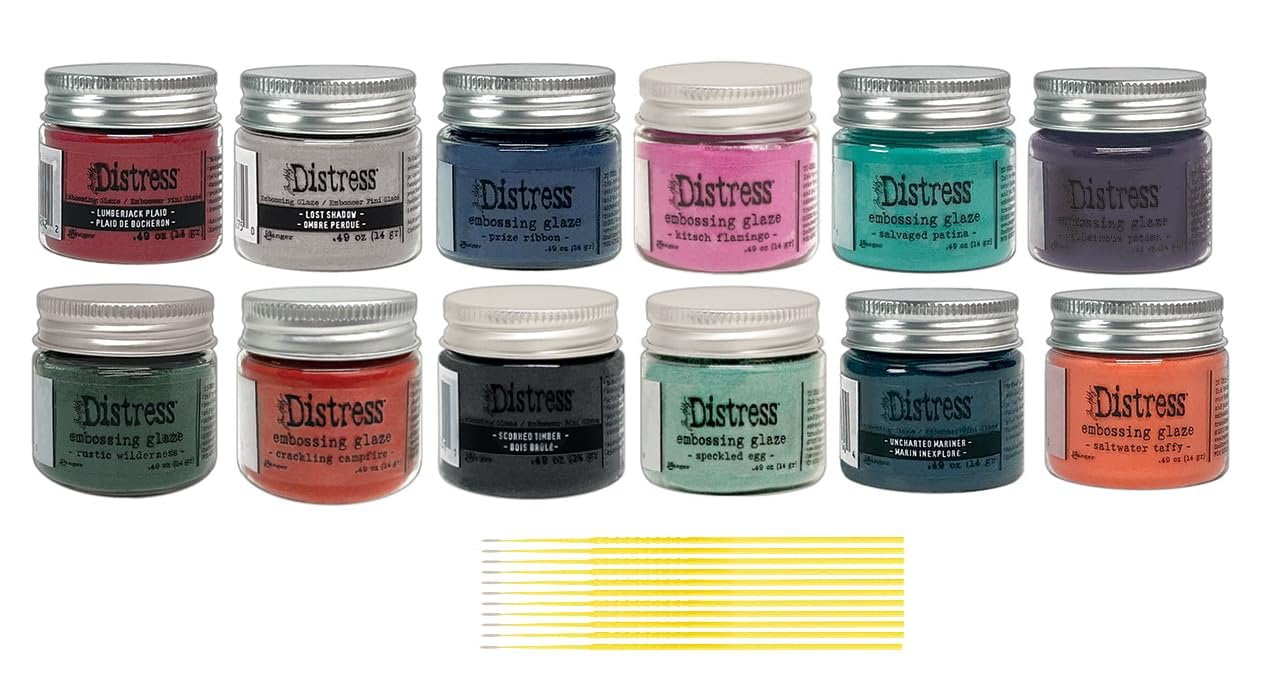 Tim Holtz Ranger Embossing Glaze Bundle - 12 Prize Ribbon Colors ...