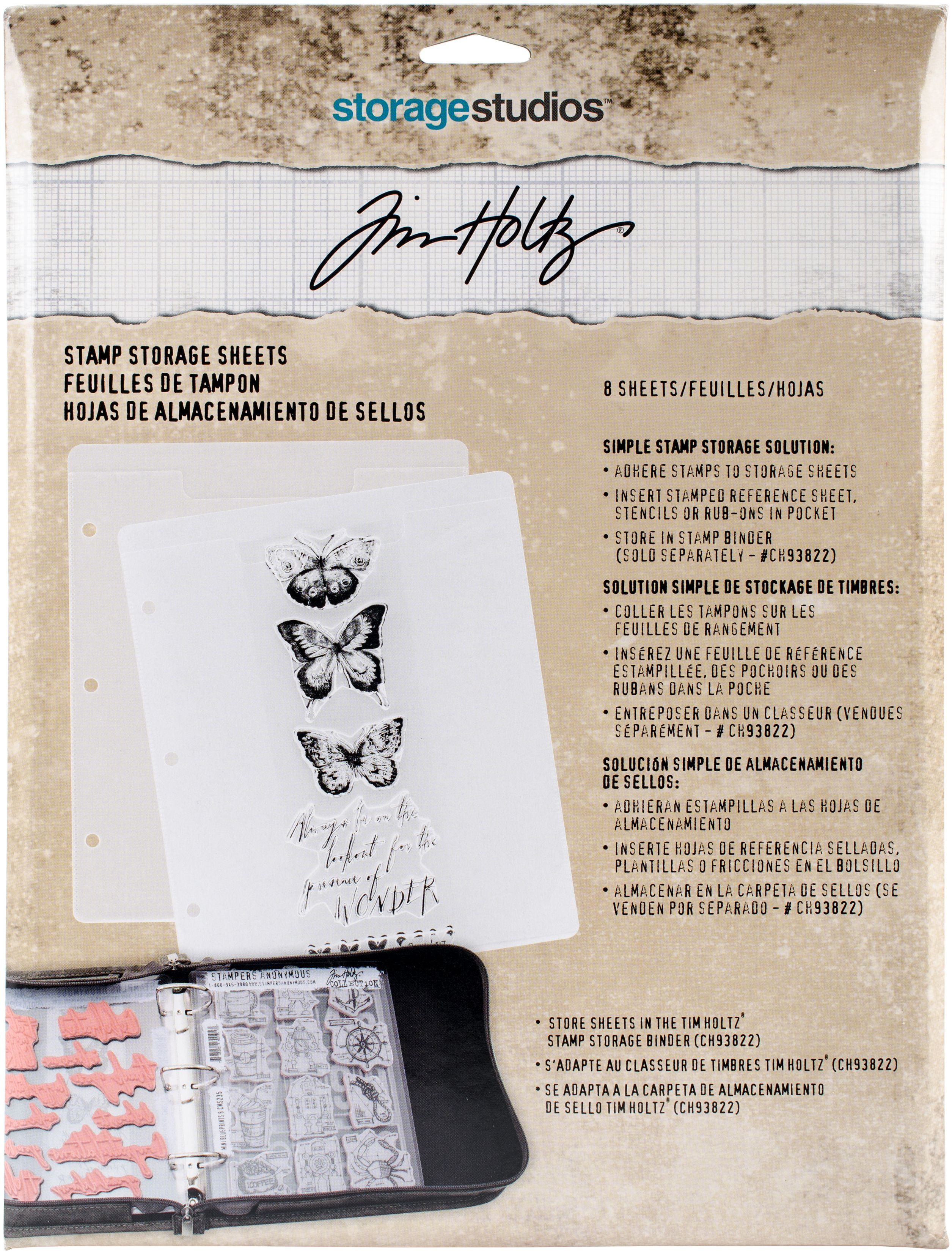 Tim Holtz Storage Studios Stamp Storage Binder Refills 8/Pkg 7.25"X10 ...