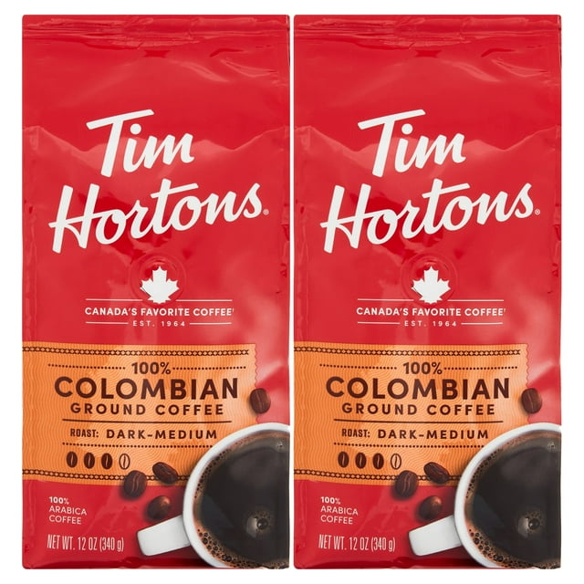 (2 pack) Tim Hortons Ground Colombian Roast Coffee, 12-Oz Bag - Walmart.com