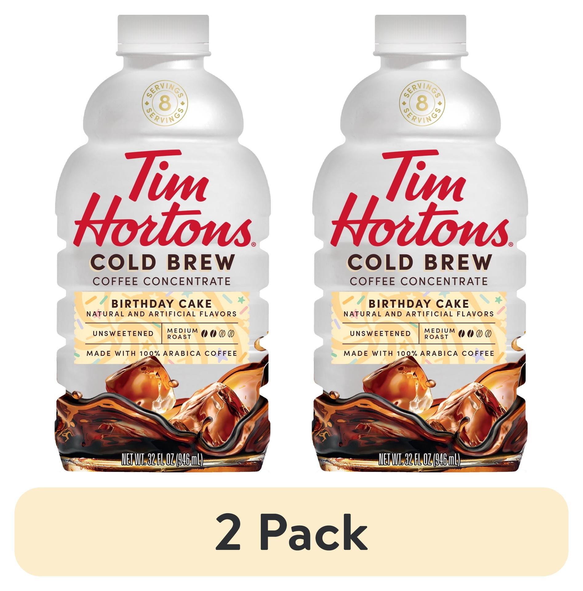 (2 pack) Tim Hortons Birthday Cake Cold Brew Coffee Concentrate, 100% ...