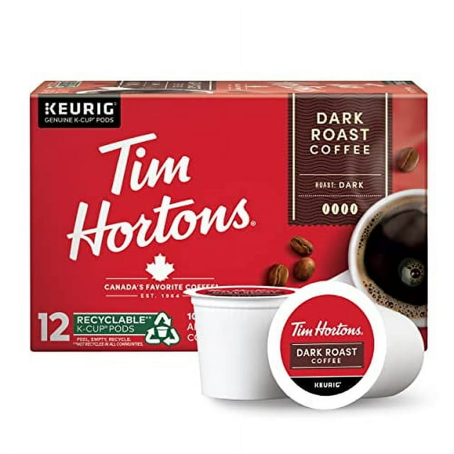 Tim Hortons Dark Roast Coffee, Single-Serve K-Cup Pods Compatible with ...