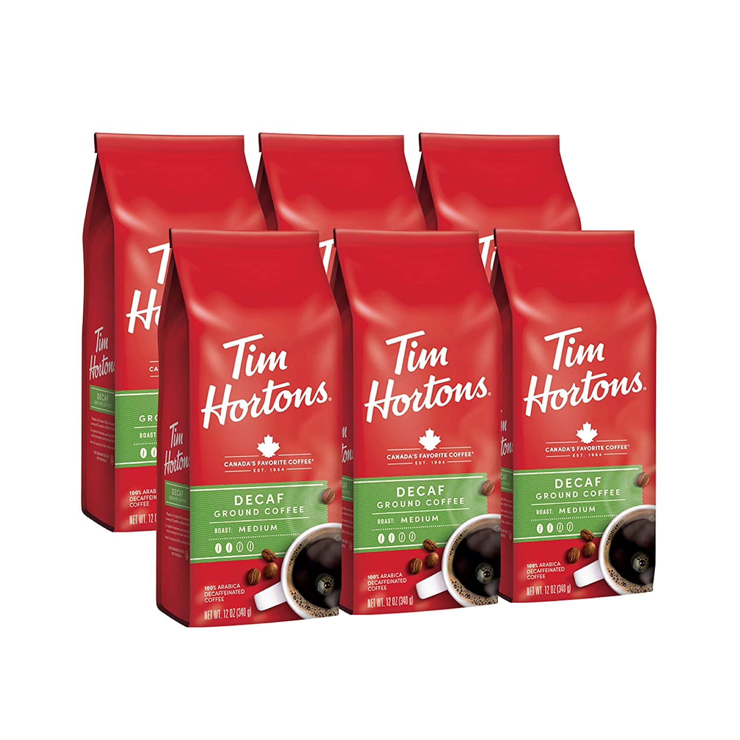 Tim Hortons Decaf Blend, Medium Roast Ground Coffee, Perfectly Balanced ...
