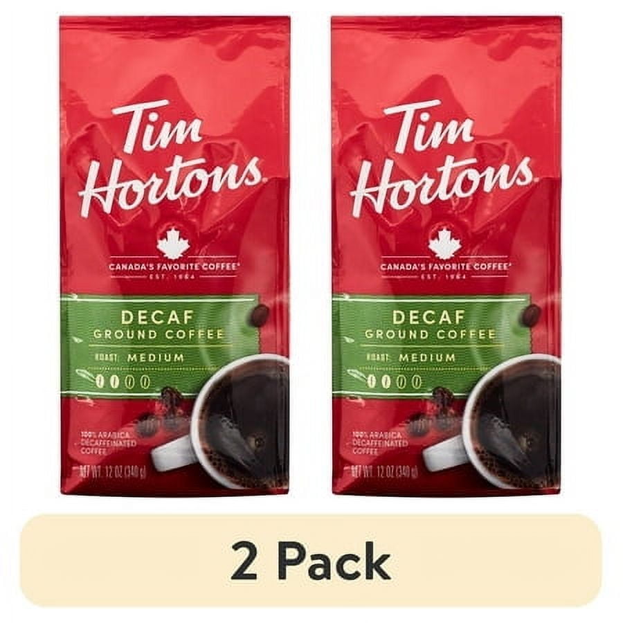 (2 pack) Tim Hortons Decaf Ground Coffee, 12oz Bag - Walmart.com