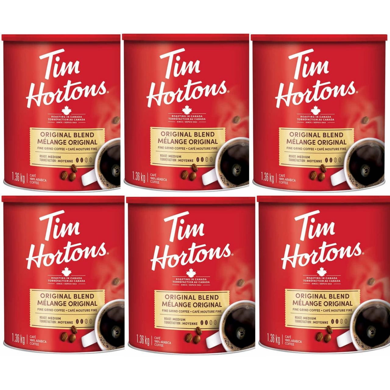 Tim Hortons Original Blend Fine Grind Coffee, 1.36 kg/48 oz (6/Case) - Walmart.com