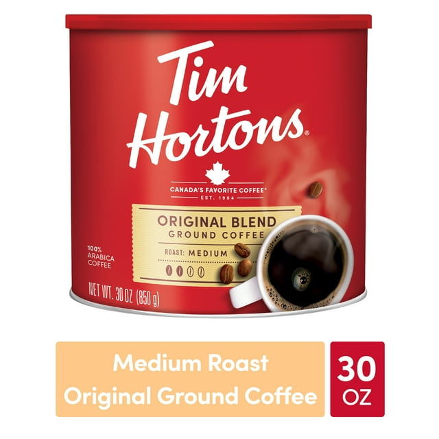 Tim Hortons Original Blend Ground Coffee, 100% Arabica Medium Roast, 30 ...