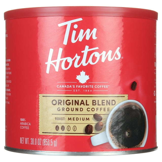 Tim Hortons Original Blend Ground Coffee, 100% Arabica Medium Roast, 30 ...