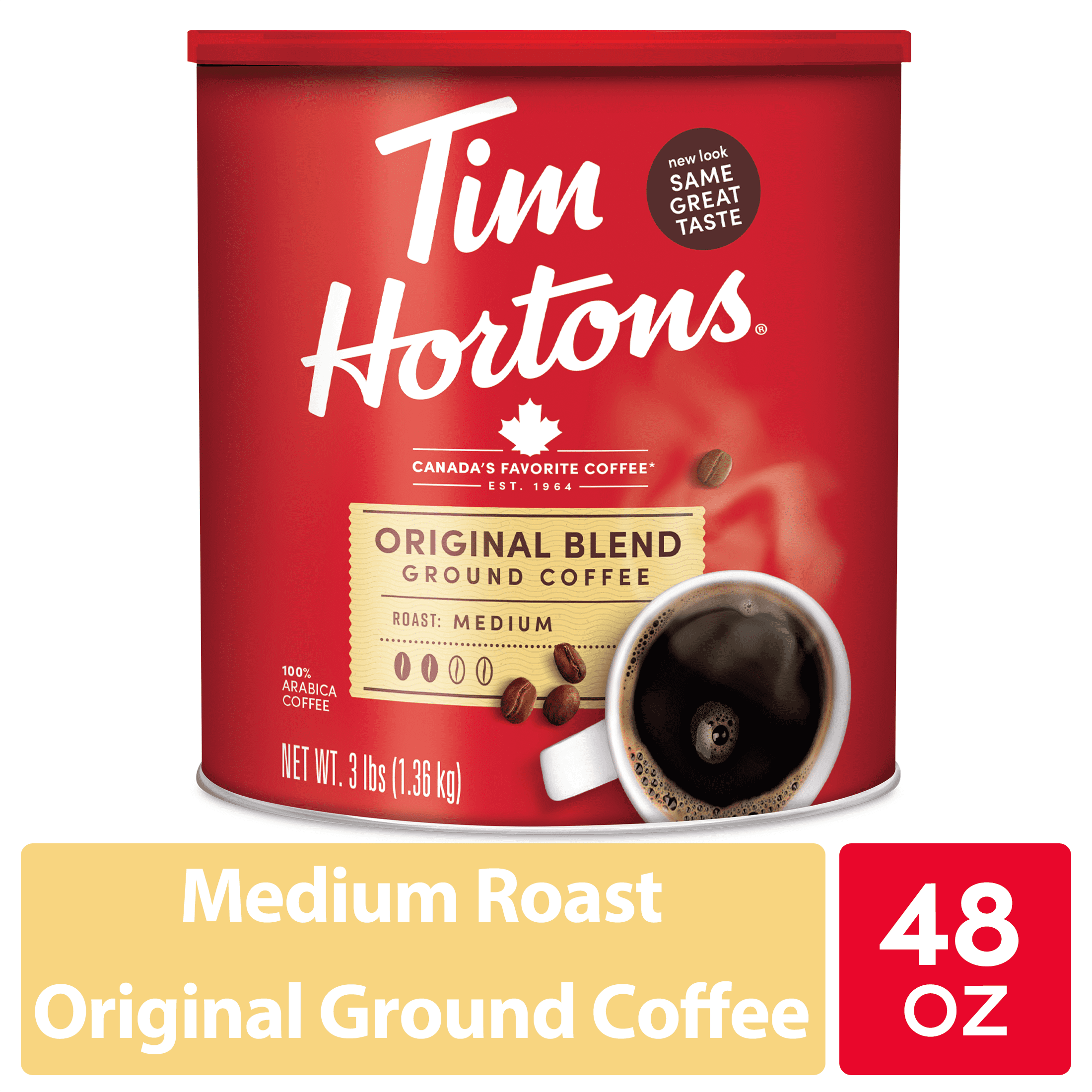Tim Hortons Original Blend, 100% Arabica Medium Roast Ground Coffee, 48 ...