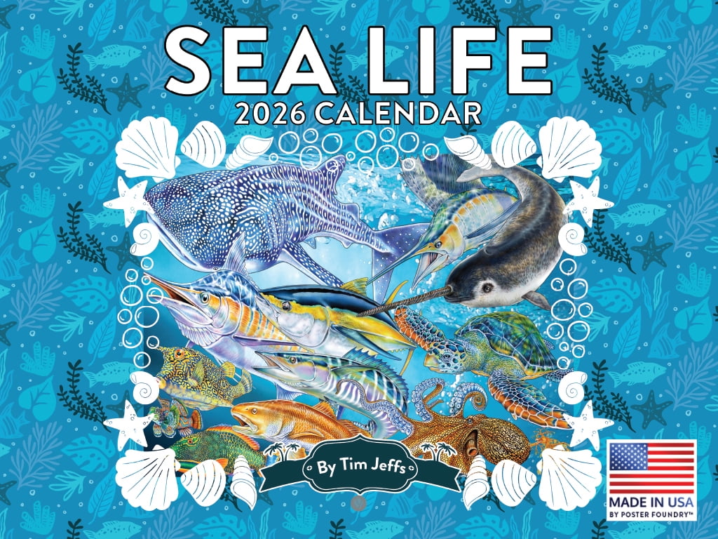 Tim Jeffs Sea Life Calendar 2026 Monthly Wall - Walmart.com