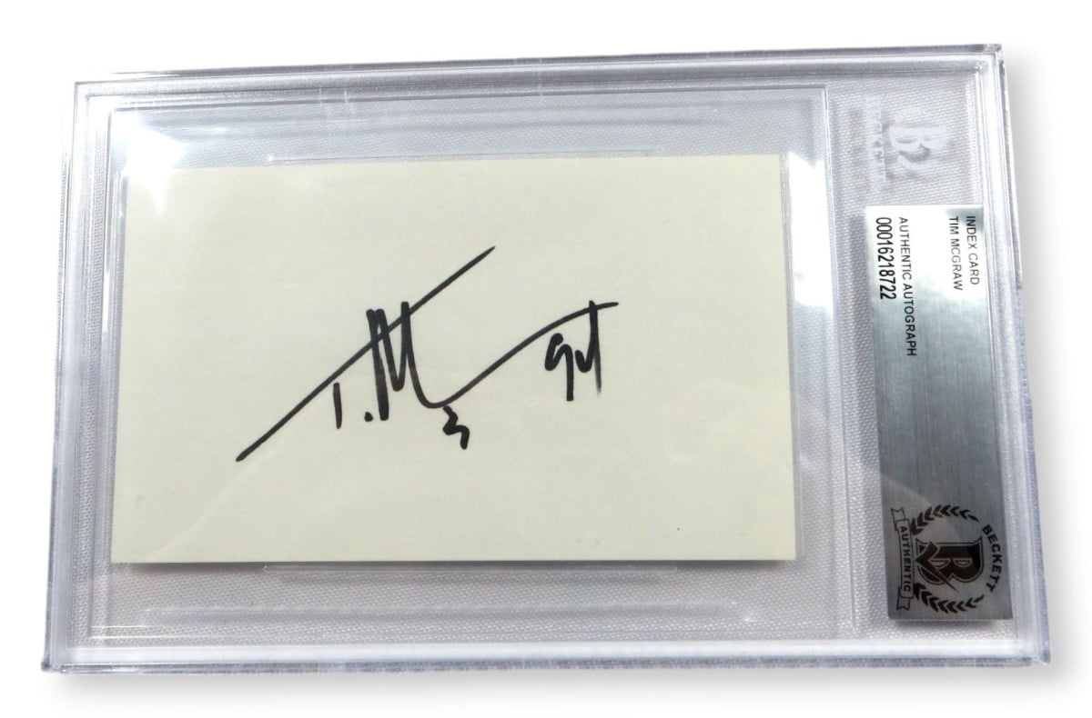 Tim McGraw Signed Autographed Index Card Country Superstar BAS ...