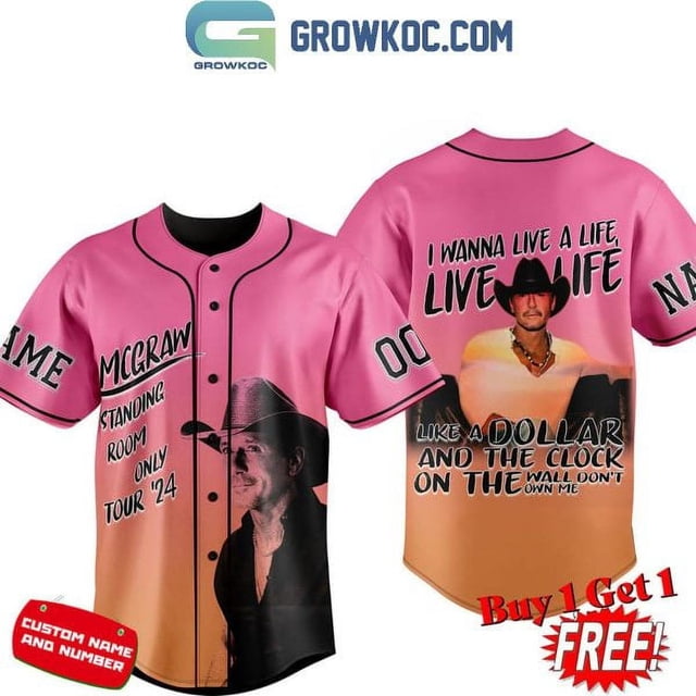 Tim McGraw Standing Room Only Tour 2024 Personalized Baseball Jersey ...