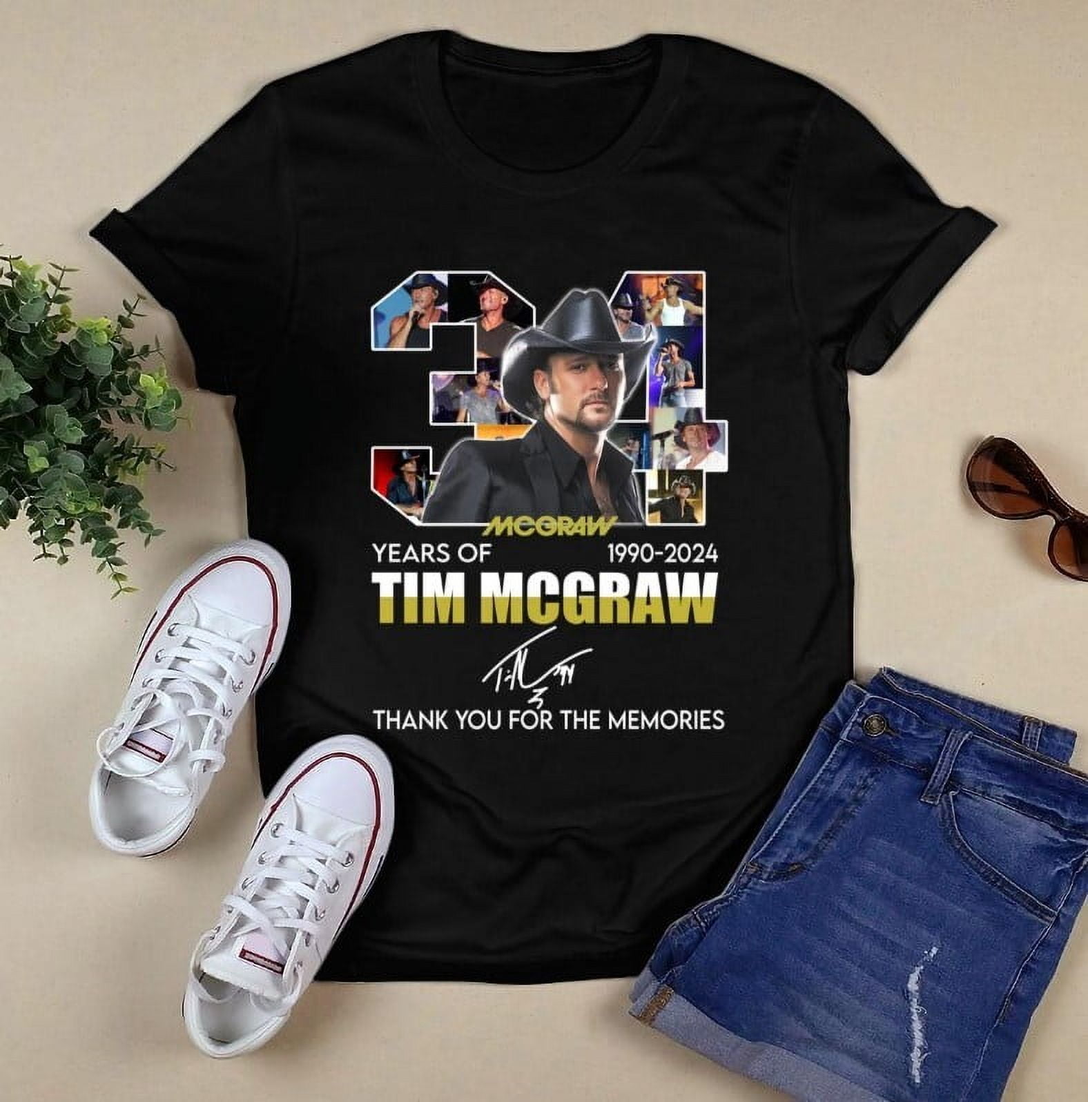 Tim Mcgraw 1990 2024 Thank Your For The Memories Shirt,Tour 2024 Shirt - Walmart.com