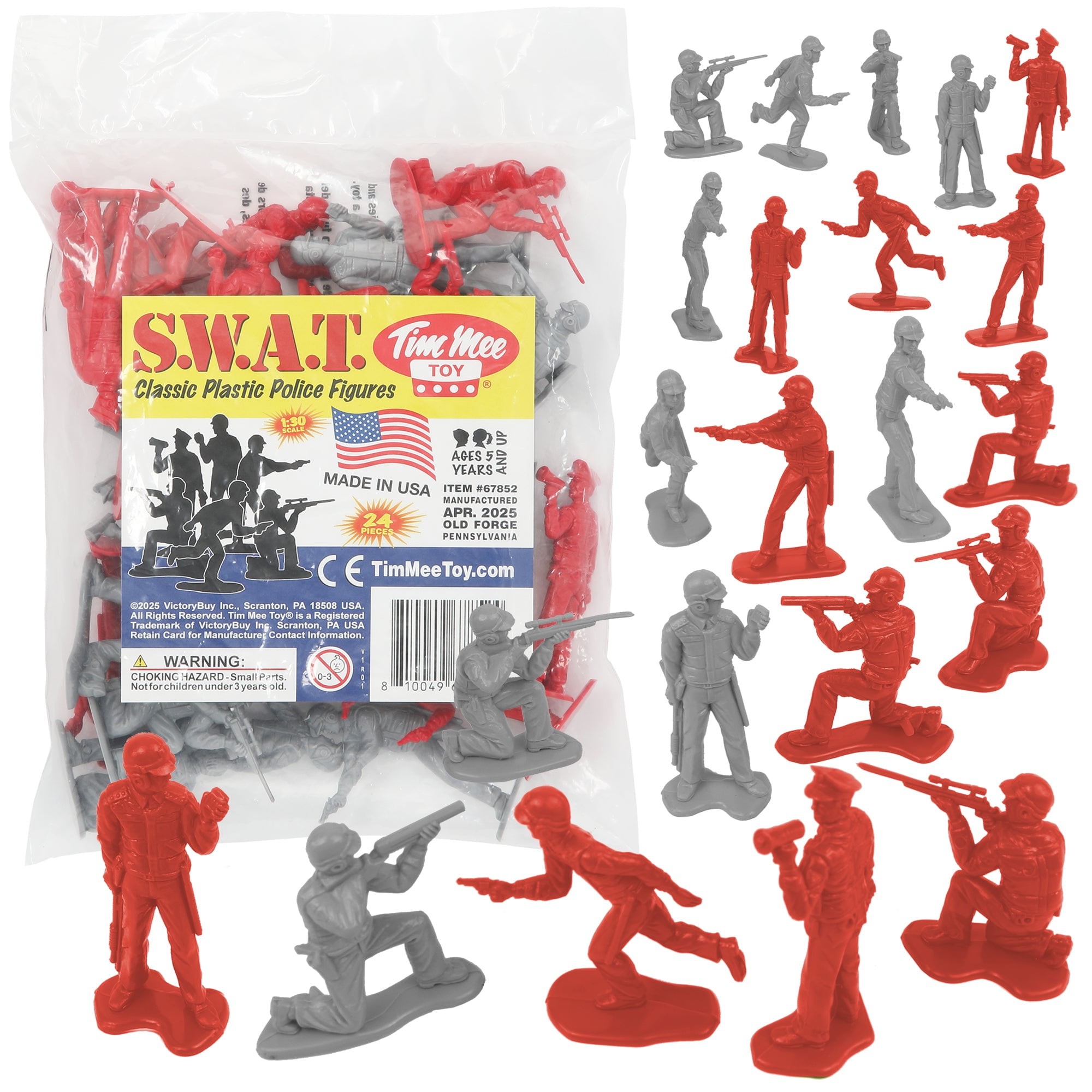 Tim Mee Toy SWAT Plastic Army Men - 24 Gray and Red Police Figures US ...
