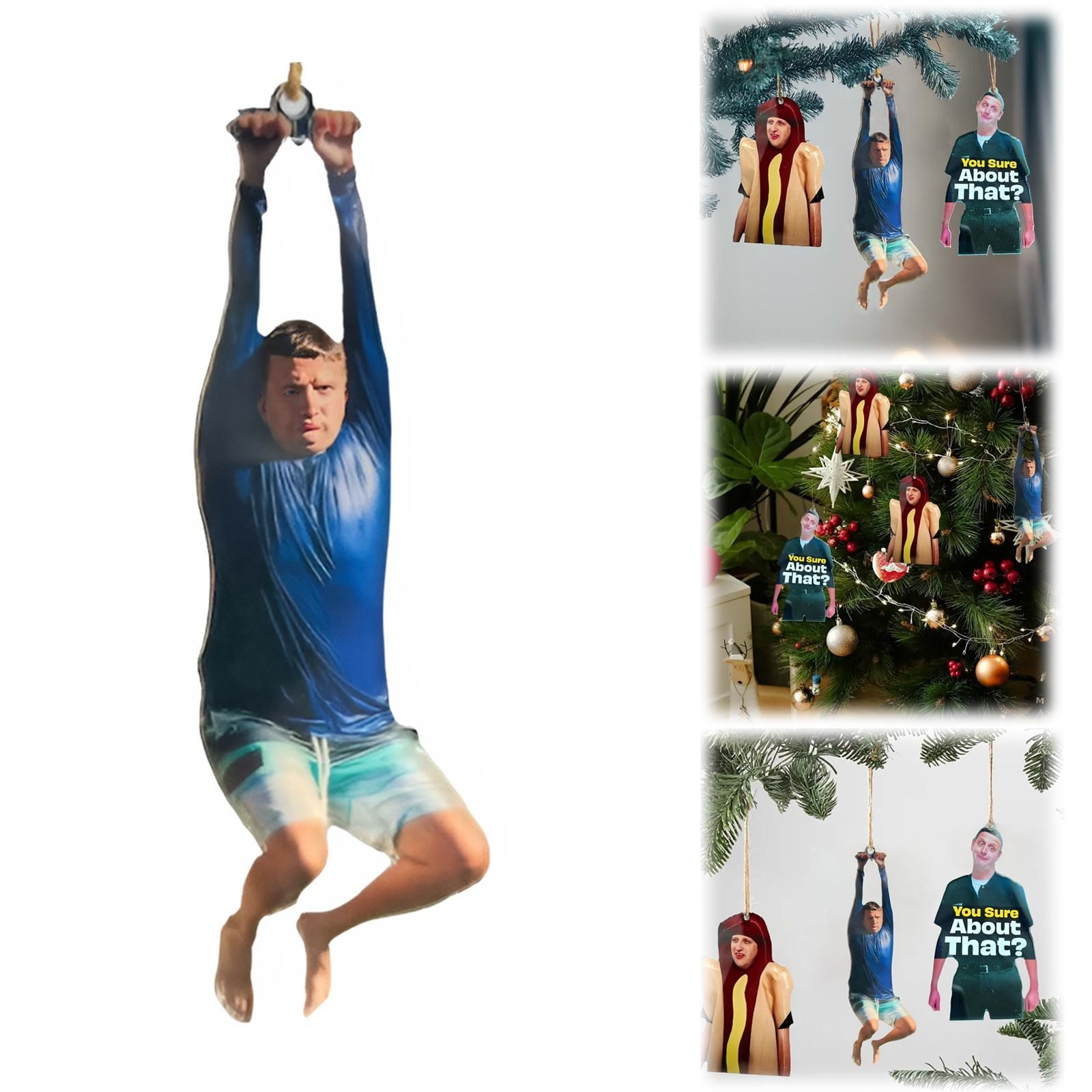 Tim Robinson on a Zipline Meme, ITYSL Funny Meme Gift Christmas Tree ...