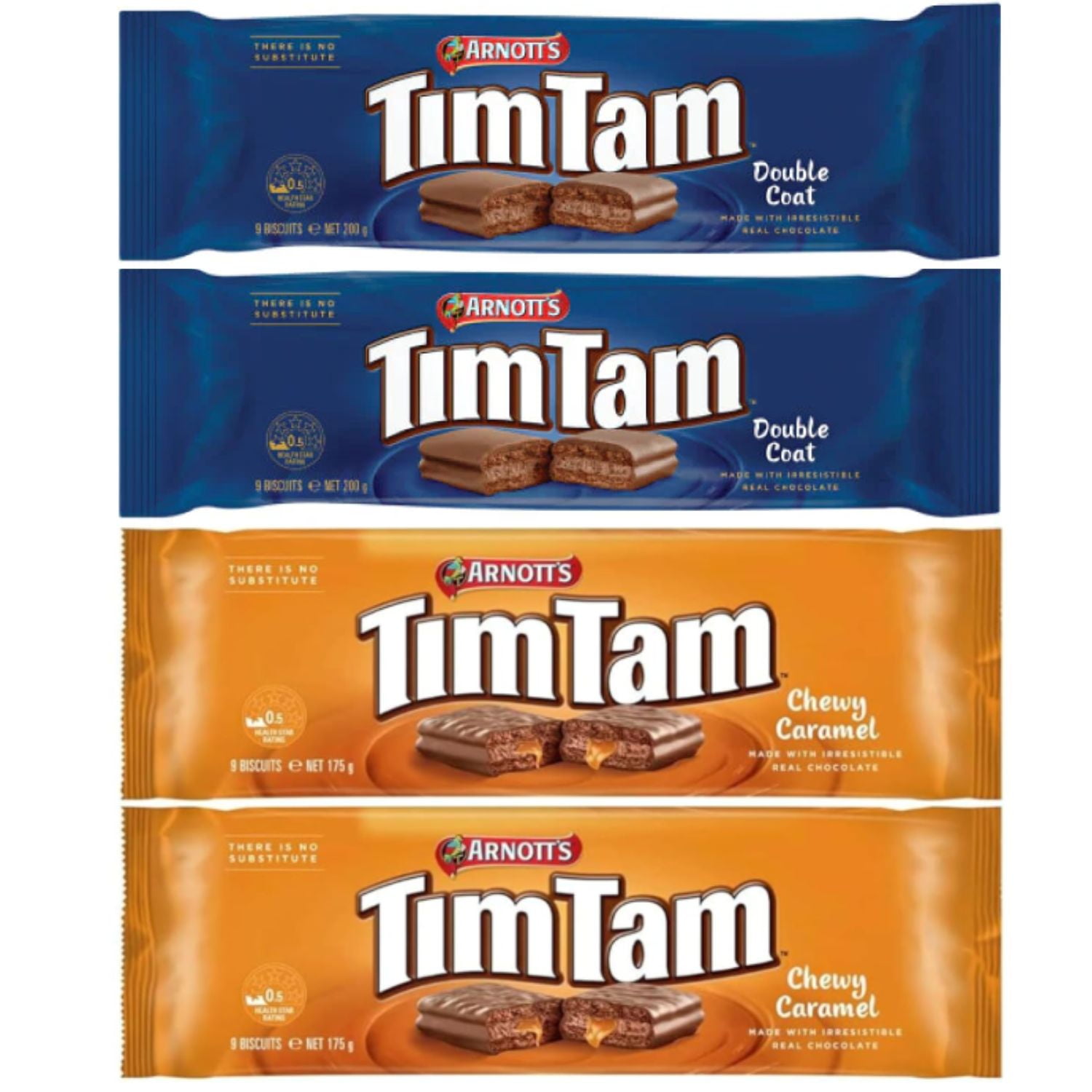 Tim Tam Chewy Caramel, Tim Tam Double Coat (Value Pack Of 4 x 165g EA ...
