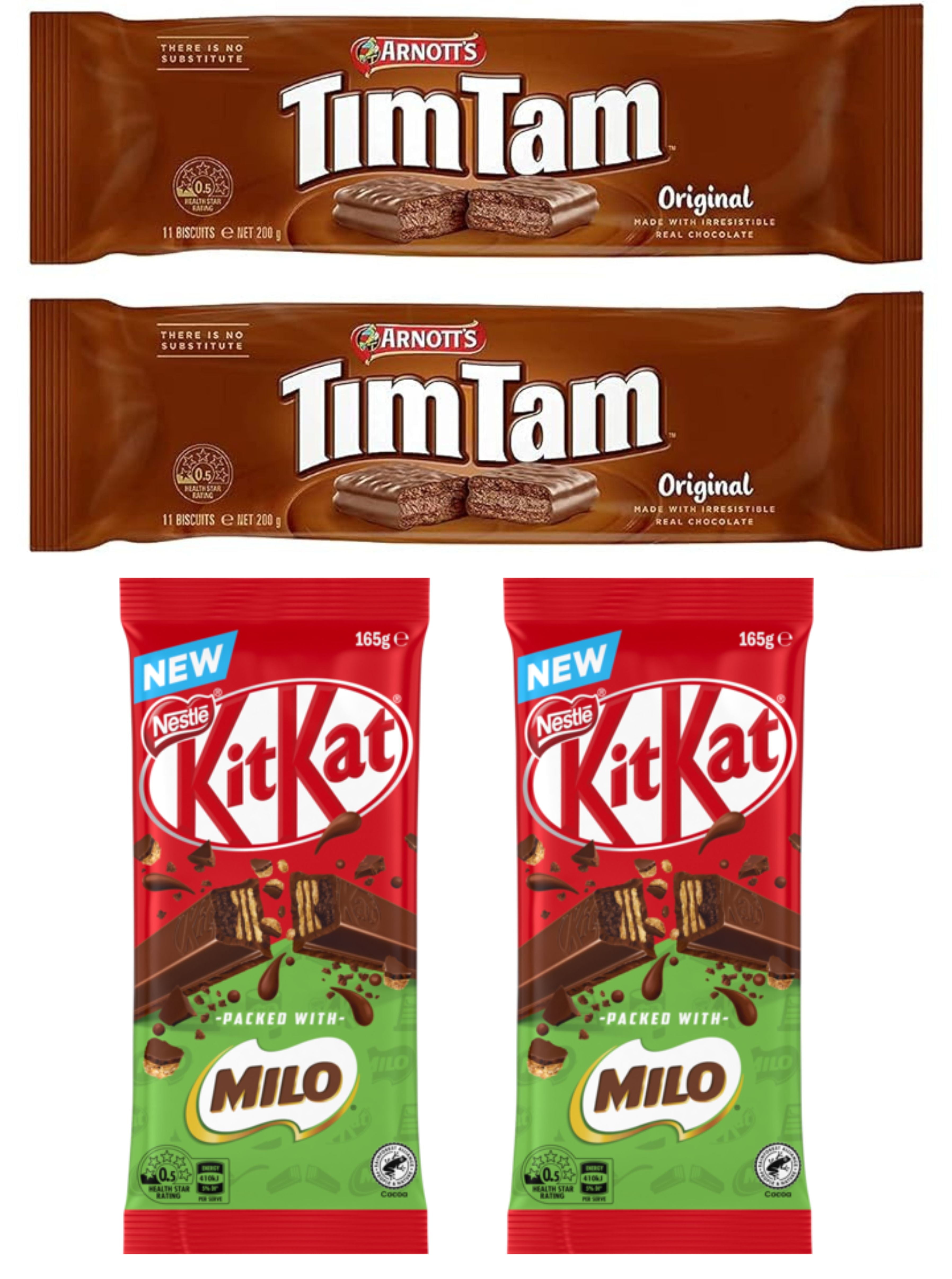 Tim Tam Chocolate Biscuits, Kit Kat With Milo Bar (Value Pack Of 4 ...