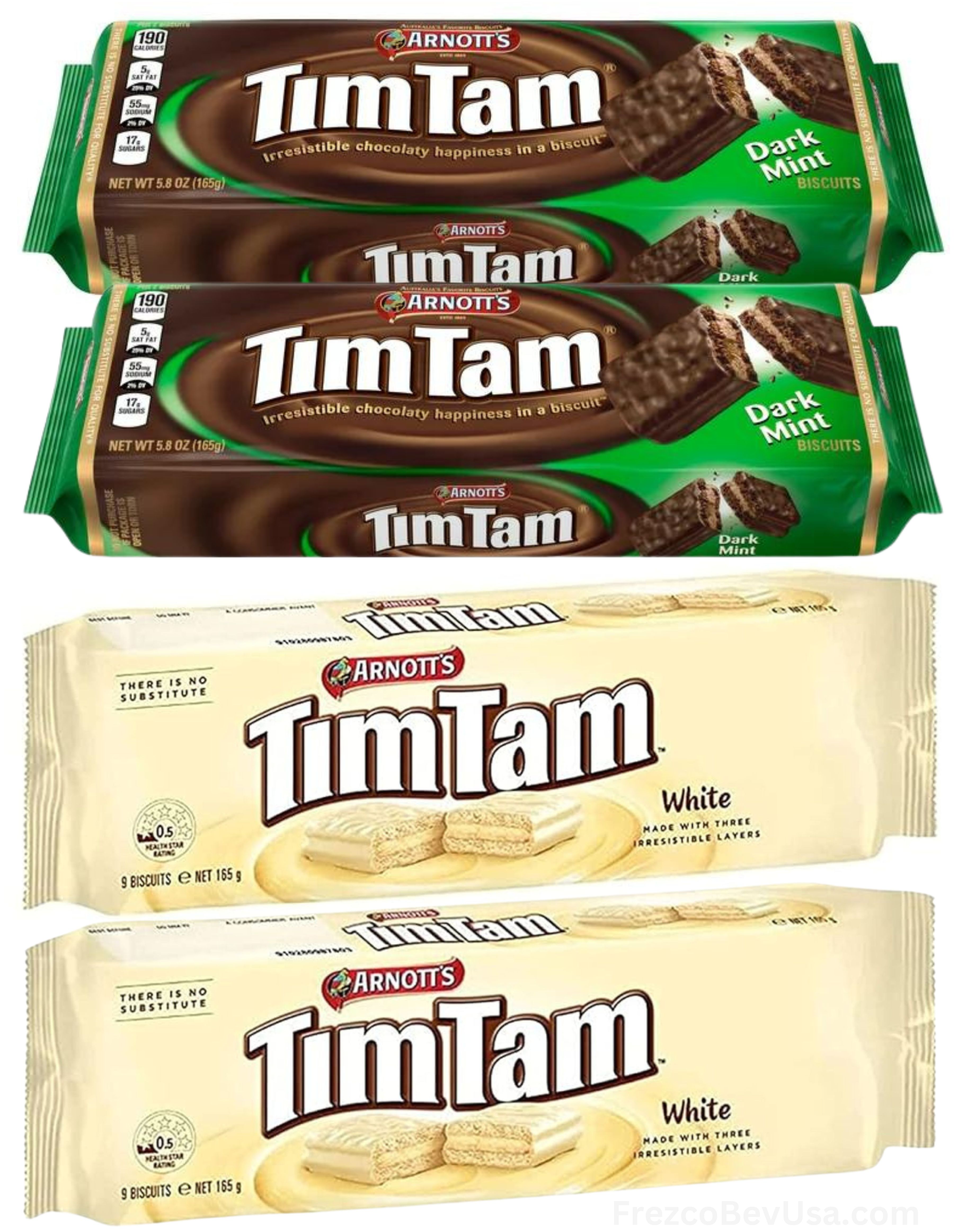Tim Tam Dark Mint, Tim Tam White (Value Pack Of 4 x 165g EA) Arnott's ...