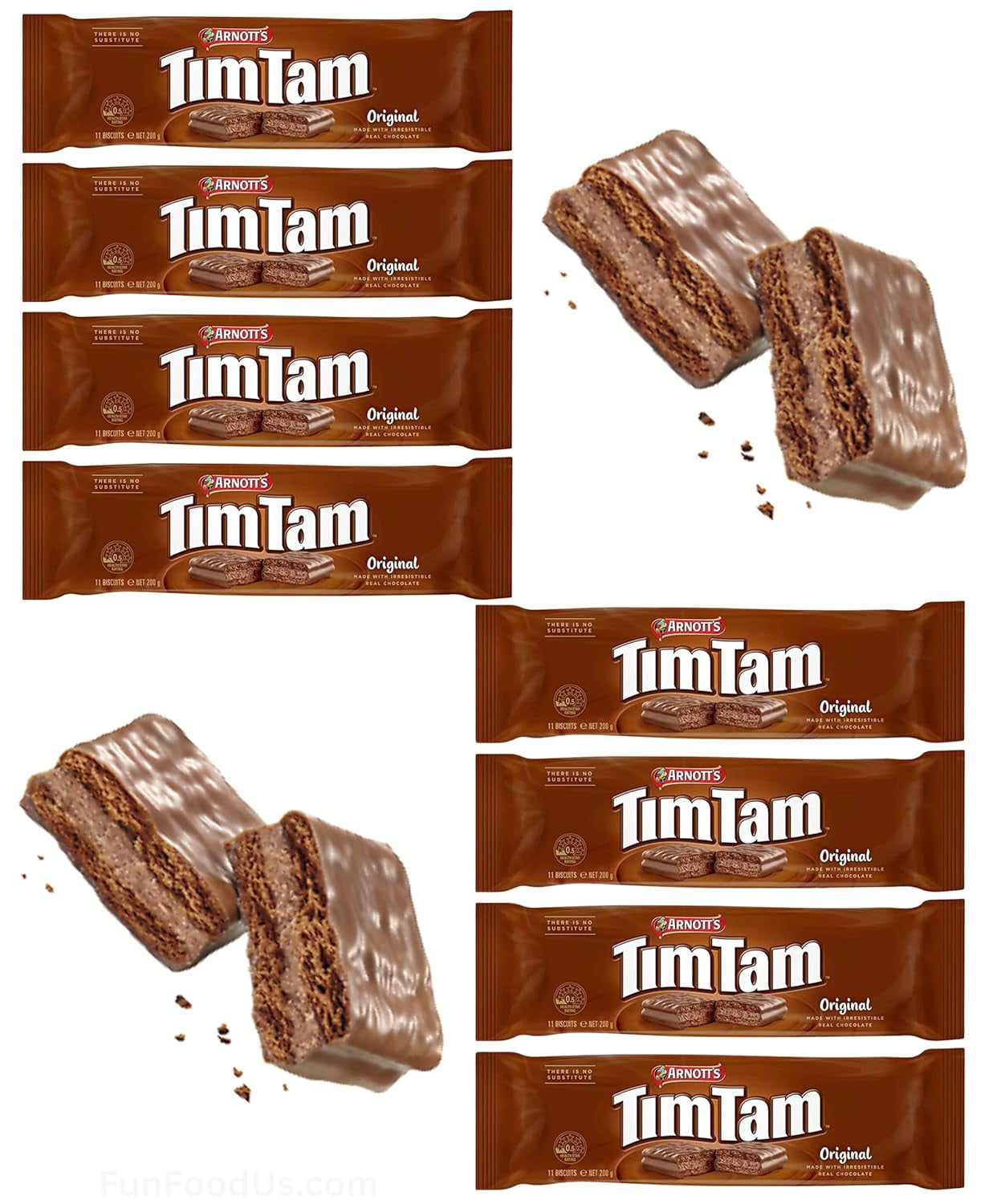 Tim Tam Original, Chocolate Biscuits (Value Pack of 8 x 200g ...