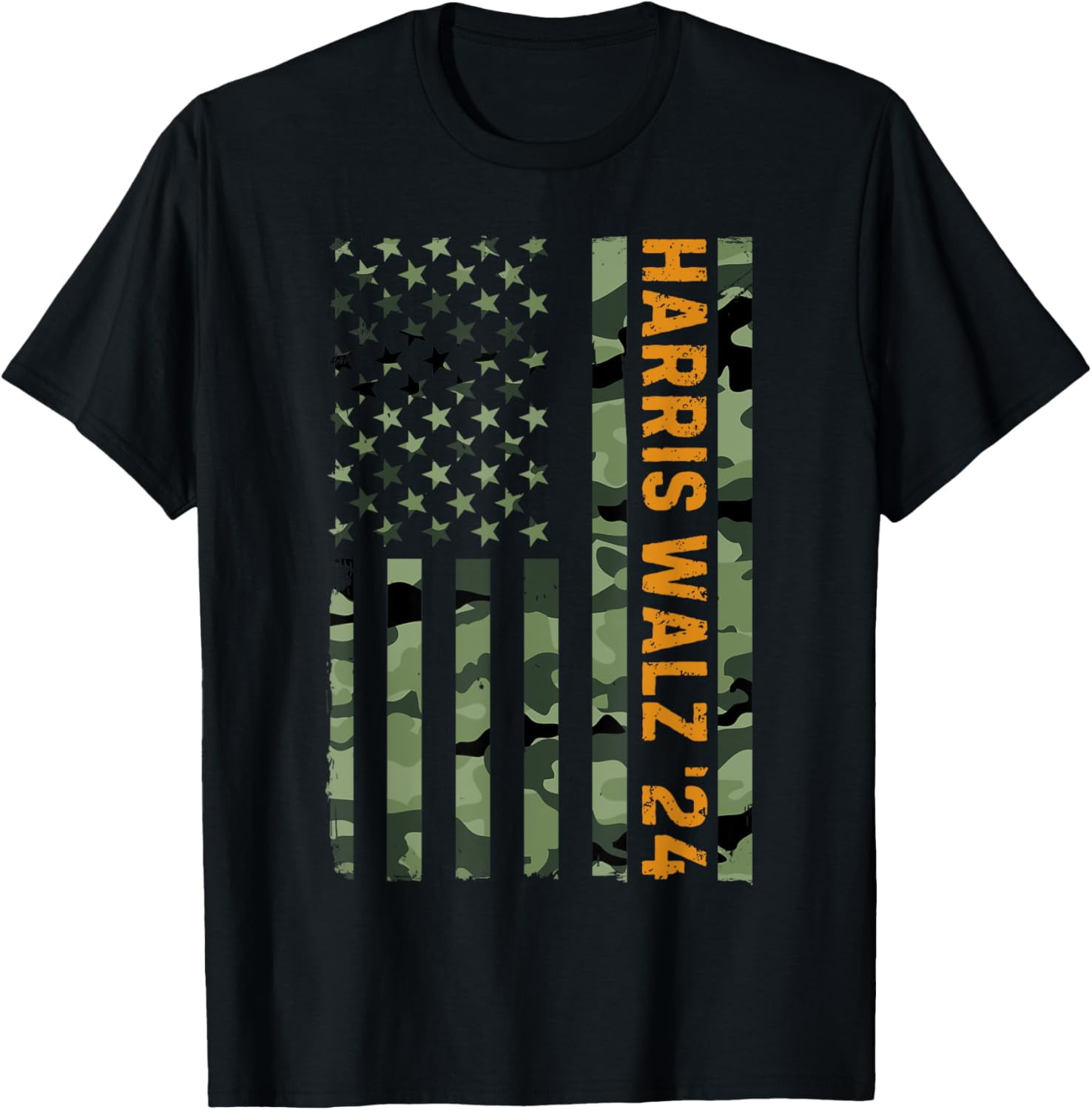 Tim Waltz Camo, Harris Walz 2024 Camouflage American Flag T-Shirt ...