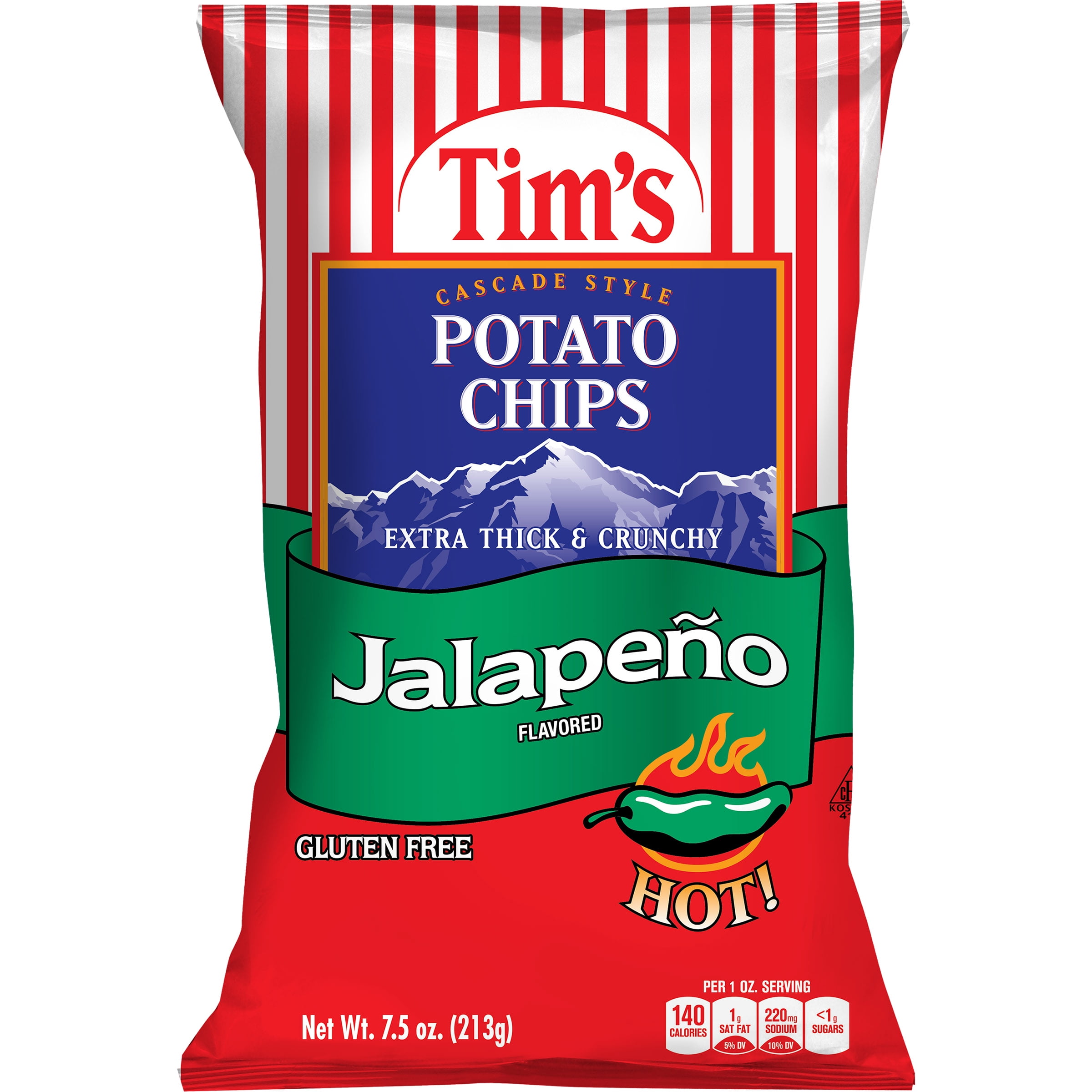Tim's Cascade Snacks Jalapeno Cascade Style Potato Chips, Gluten-Free ...