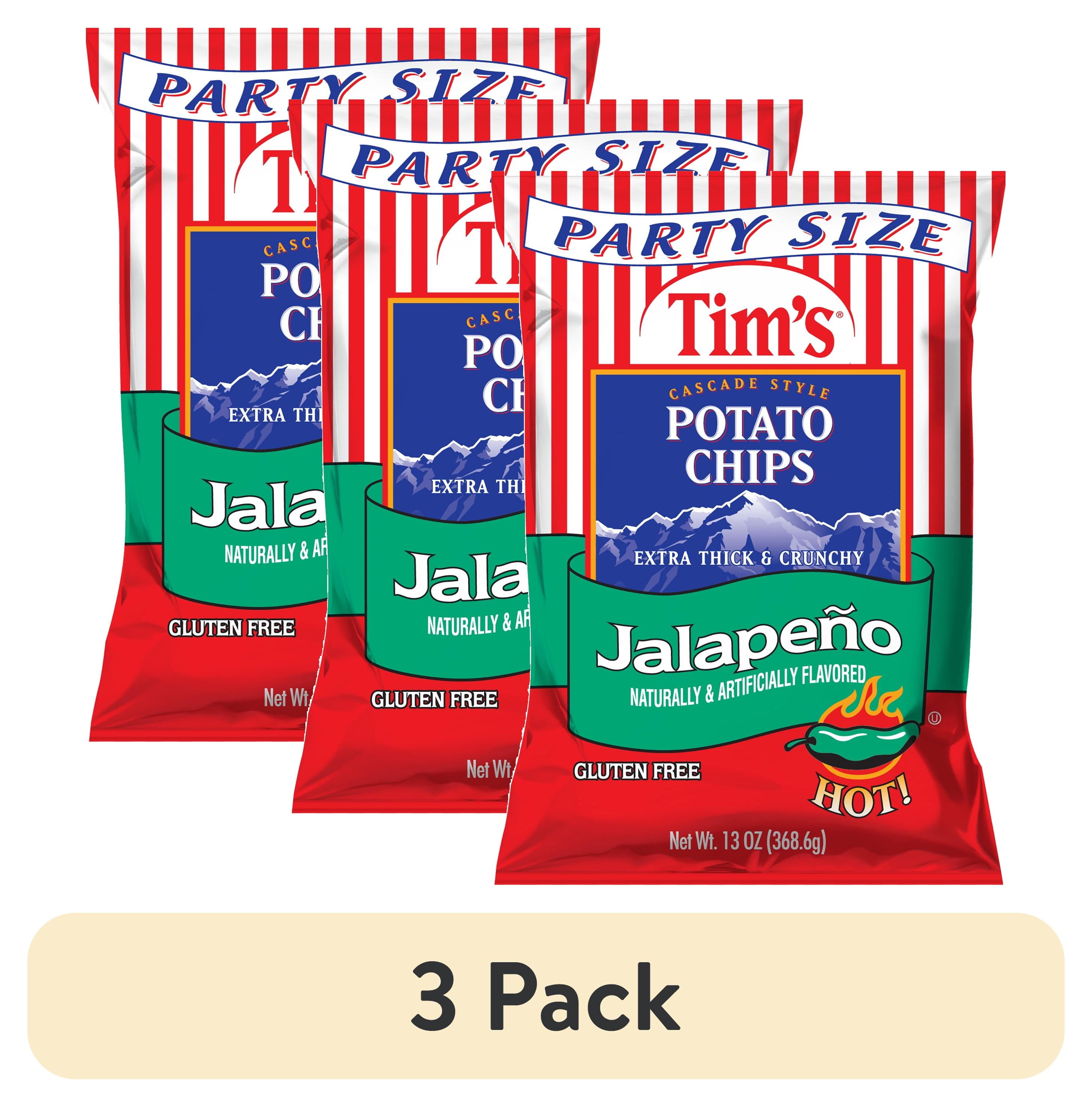 (3 pack) Tim's Cascade Snacks Jalapeno Cascade Style Potato Chips ...