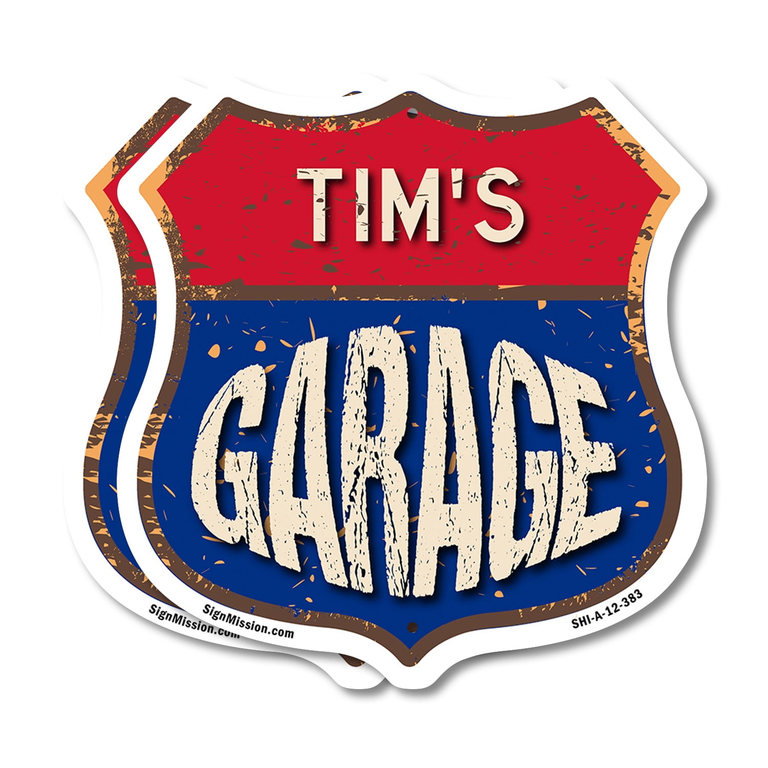 Tim's Garage (2 Pack) 12 inch X 12 inch Shield Shaped Commercial Grade ...