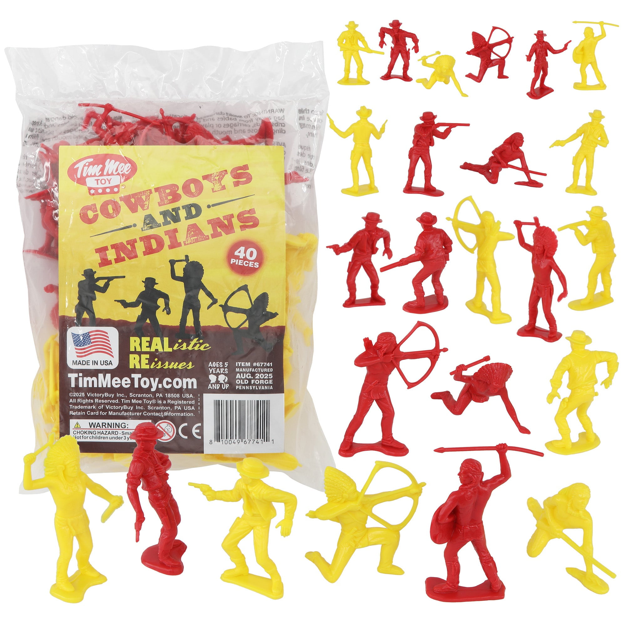 TimMee Cowboys & Indians Plastic Figures - 40pc Red & Yellow Playset ...