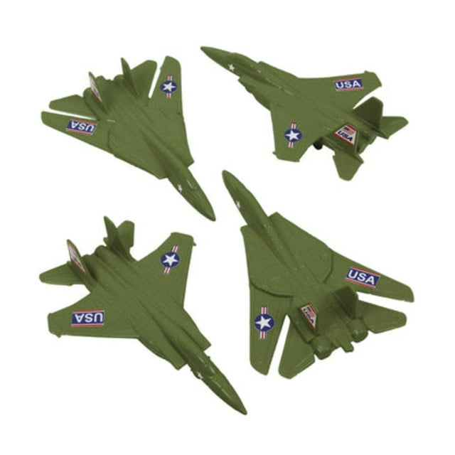 TimMee Plastic Army Men Combat Fighter Jets - 4pc OD Green Airplanes ...