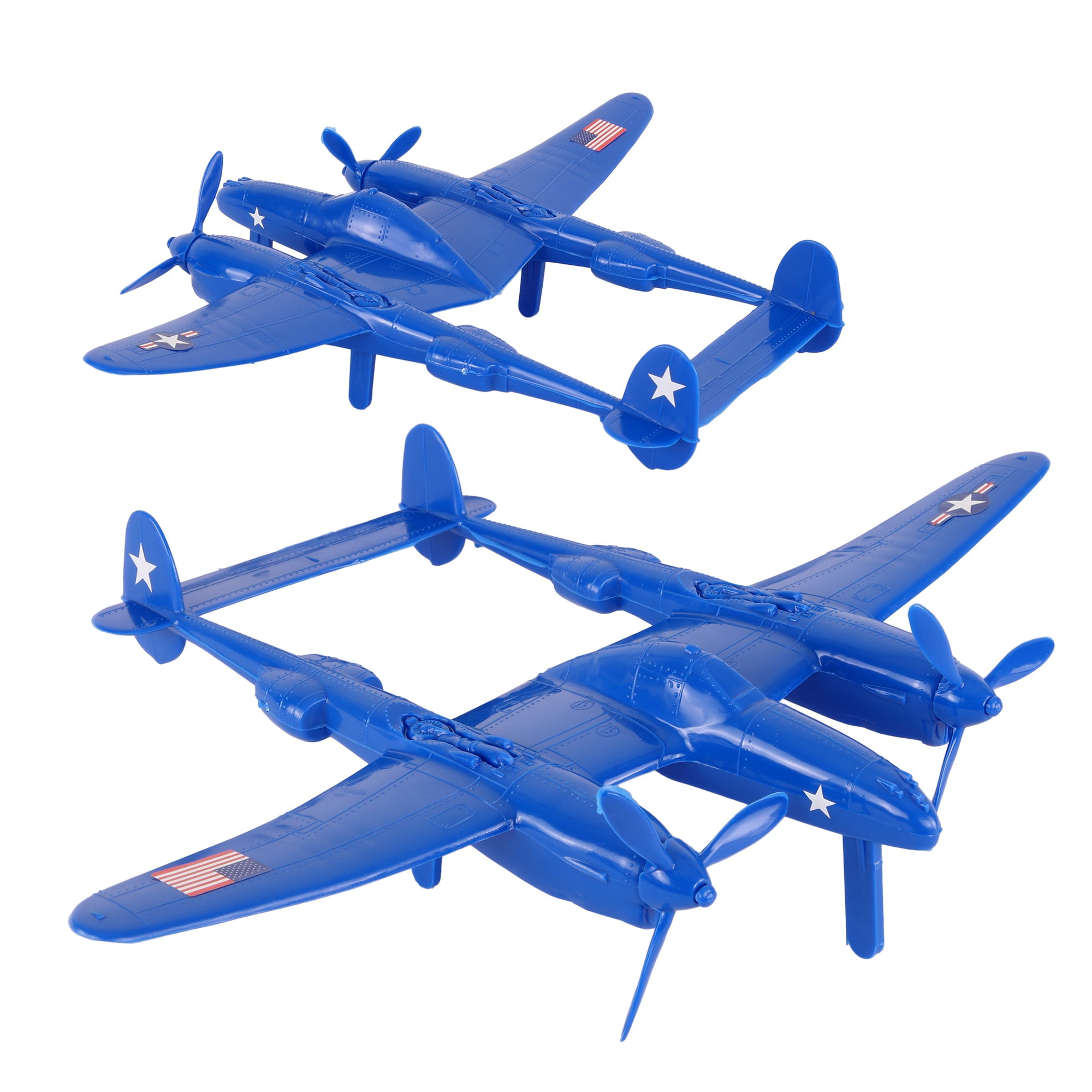 TimMee WW2 P-38 Lightning Fighter Plane - 2pc Blue Plastic Army Men ...
