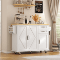 Timagebreze 43" Kitchen Island Cart with 3 Doors & 2 Drawers,Rolling ...