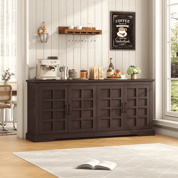 Timagebreze 70 Inch Farmhouse Sideboard with 4 Doors & Adjustable ...