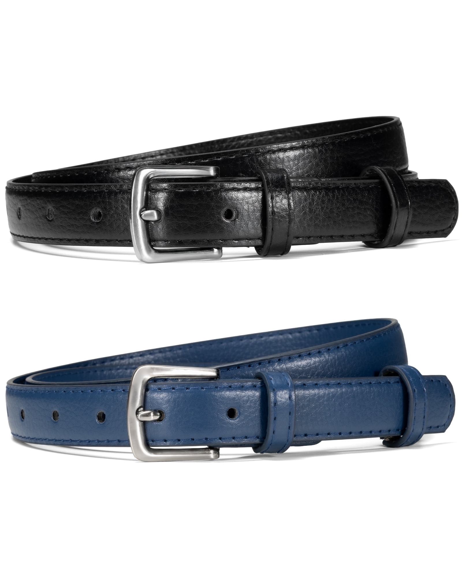 Timarkment 2pcs Belts for Womens Solid Color Belt Silver Pin Buckle ...