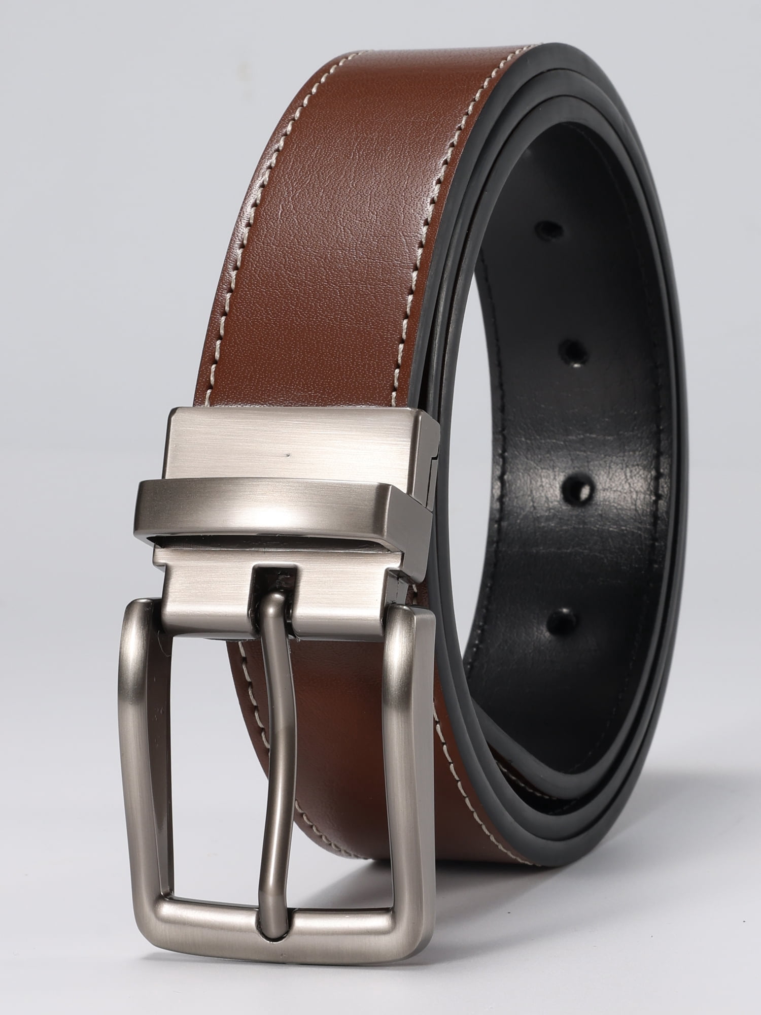 Timarkment Belts for Men Reversible Leather Men's Belts Black Brown ...