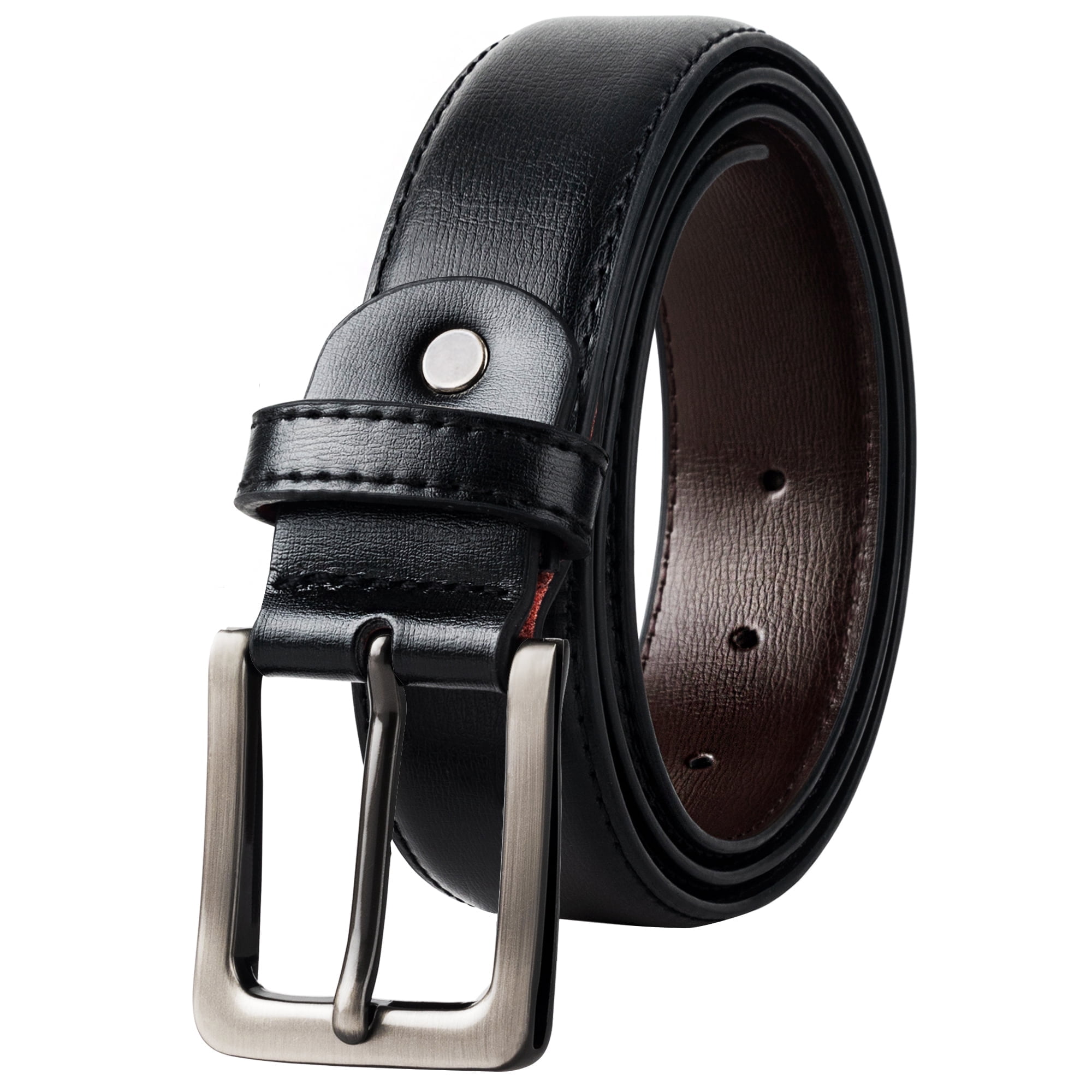 Timarkment Mens Belts Black Leather Belt Silver Buckle Belts for Men ...