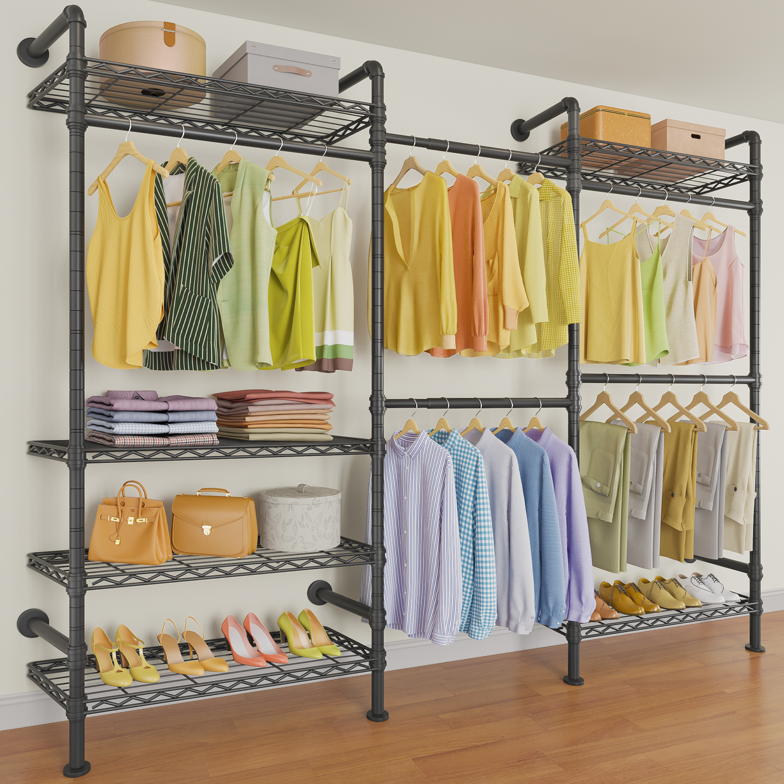 Costway Wall Mounted Adjustable Closet Organizer Custom Metal Closet ...