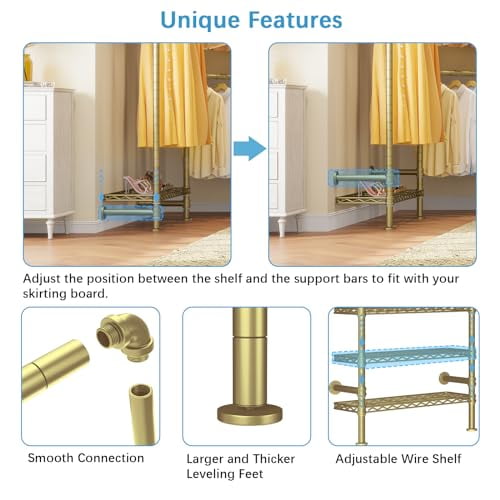 Timate L3 L Shape Garment Rack Heavy Duty Clothes Rack for Hanging ...