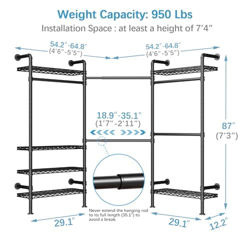 Timate L3 L Shape Garment Rack Heavy Duty Clothes Rack for Hanging ...
