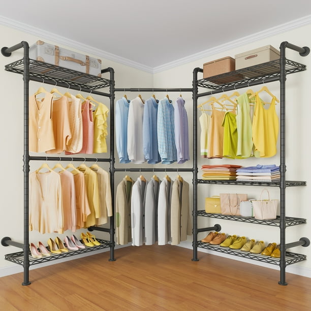Timate L3 L Shape Garment Rack Heavy Duty Clothes Rack, Industrial Pipe ...