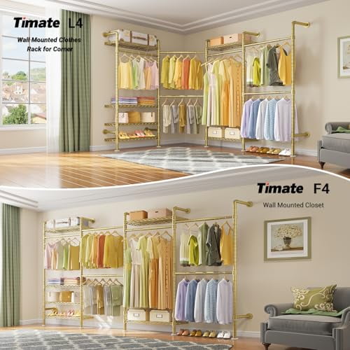 Timate L4 L Shape Garment Rack Heavy Duty for Hanging Clothes ...