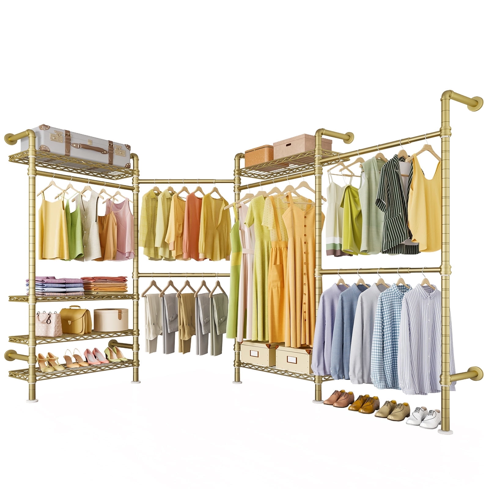 Timate L4 L Shape Heavy Duty Clothes Rack, Expandable Industrial Pipe ...